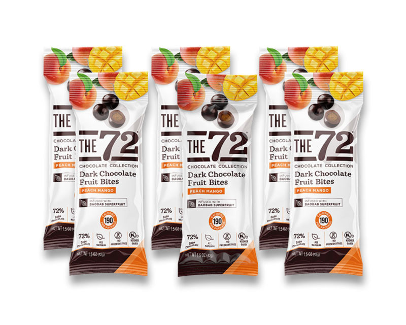 Dark Chocolate 1.5oz Peach Mango Fruit Bites | 72chocolate